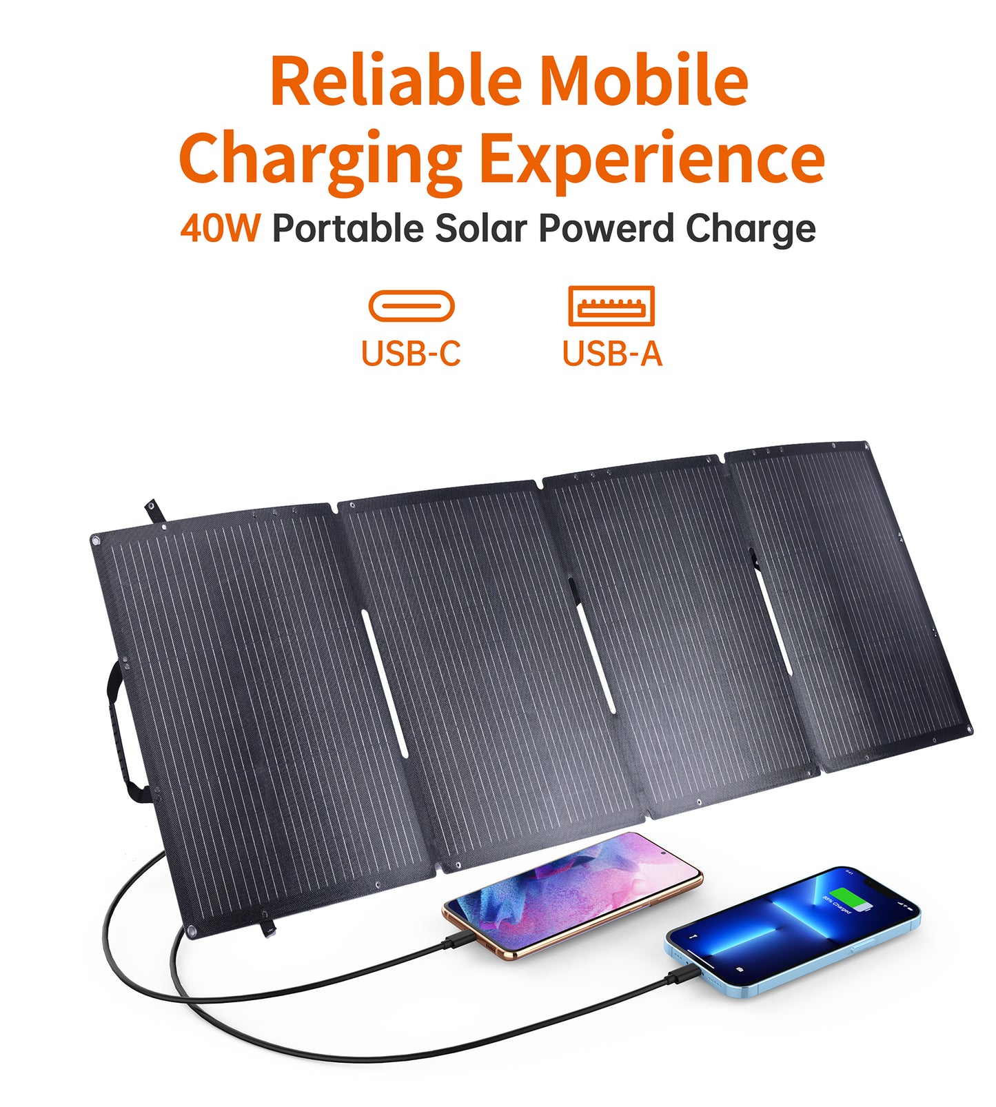40W Foldable Solar Charger – Portable Panel for Outdoor Use – CHOETECH